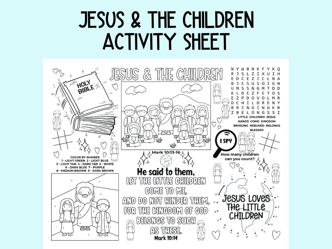 Jesus and the Children Activity Sheet, Children's Church Activity ...