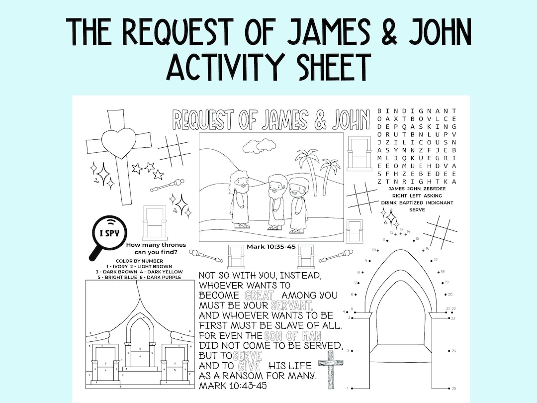 Request of James and John Activity Sheet, Children's Church, Bible ...