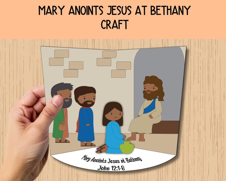 Mary Anoints Jesus 3D Craft, Jesus Anointed at Bethany, Sunday School ...