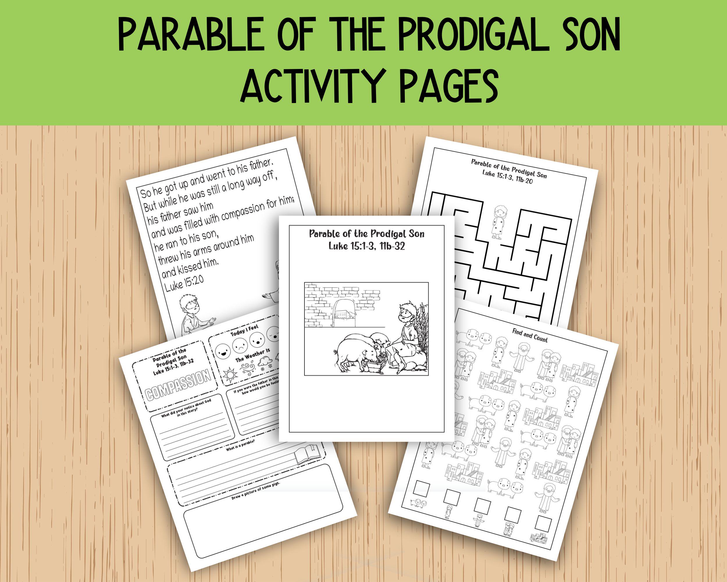 Parable of the Prodigal Son Activity Pages, Sunday School Activities ...