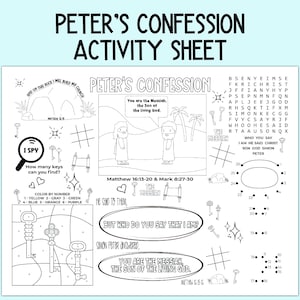 Peter's Confession Activity Sheet, Children's Church Activity, Bible ...