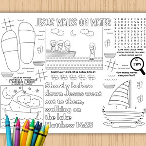 Jesus Walks on Water Activity Sheet, Children's Church, Bible Activity ...
