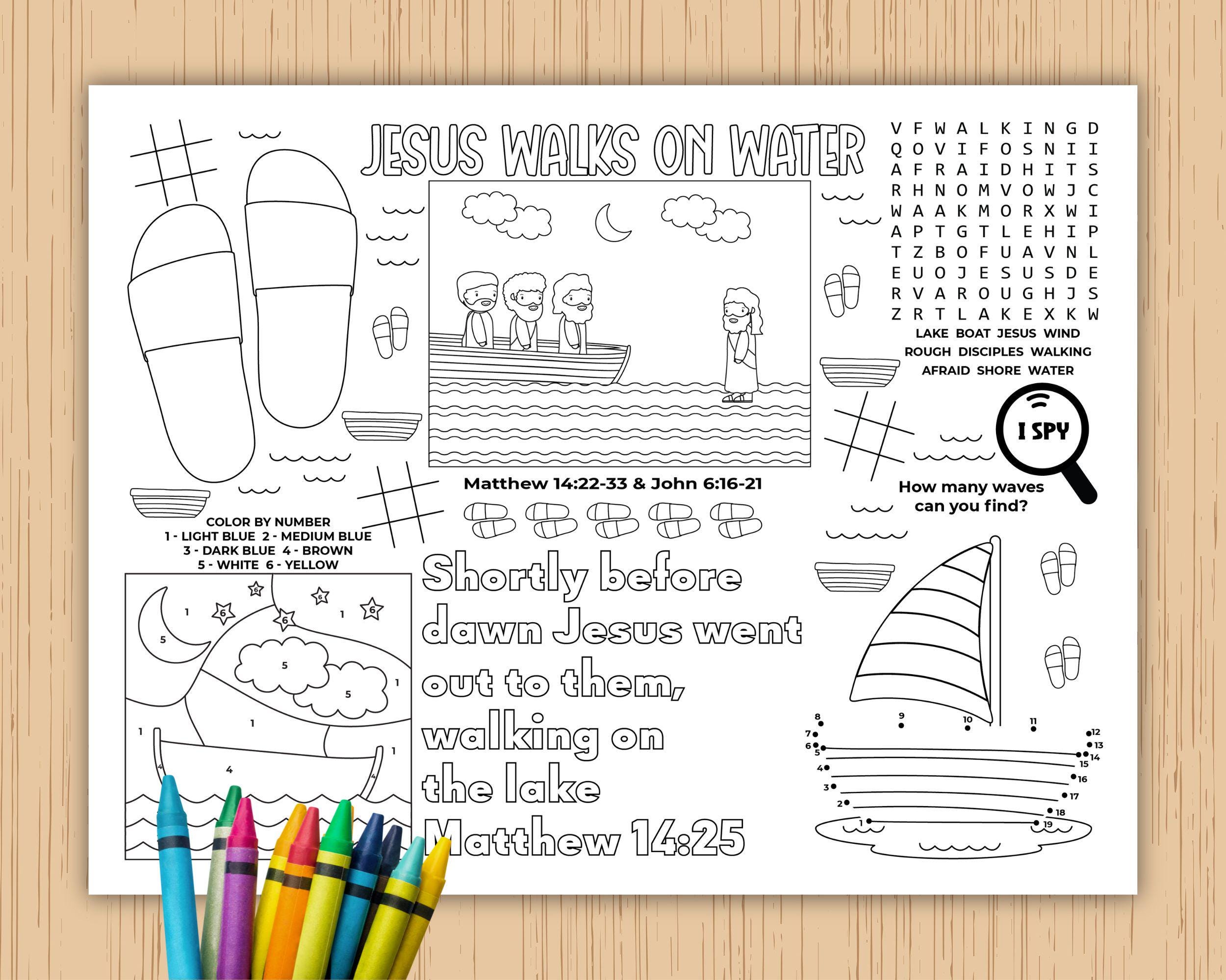 Jesus Walks on Water Activity Sheet, Children's Church, Bible Activity ...