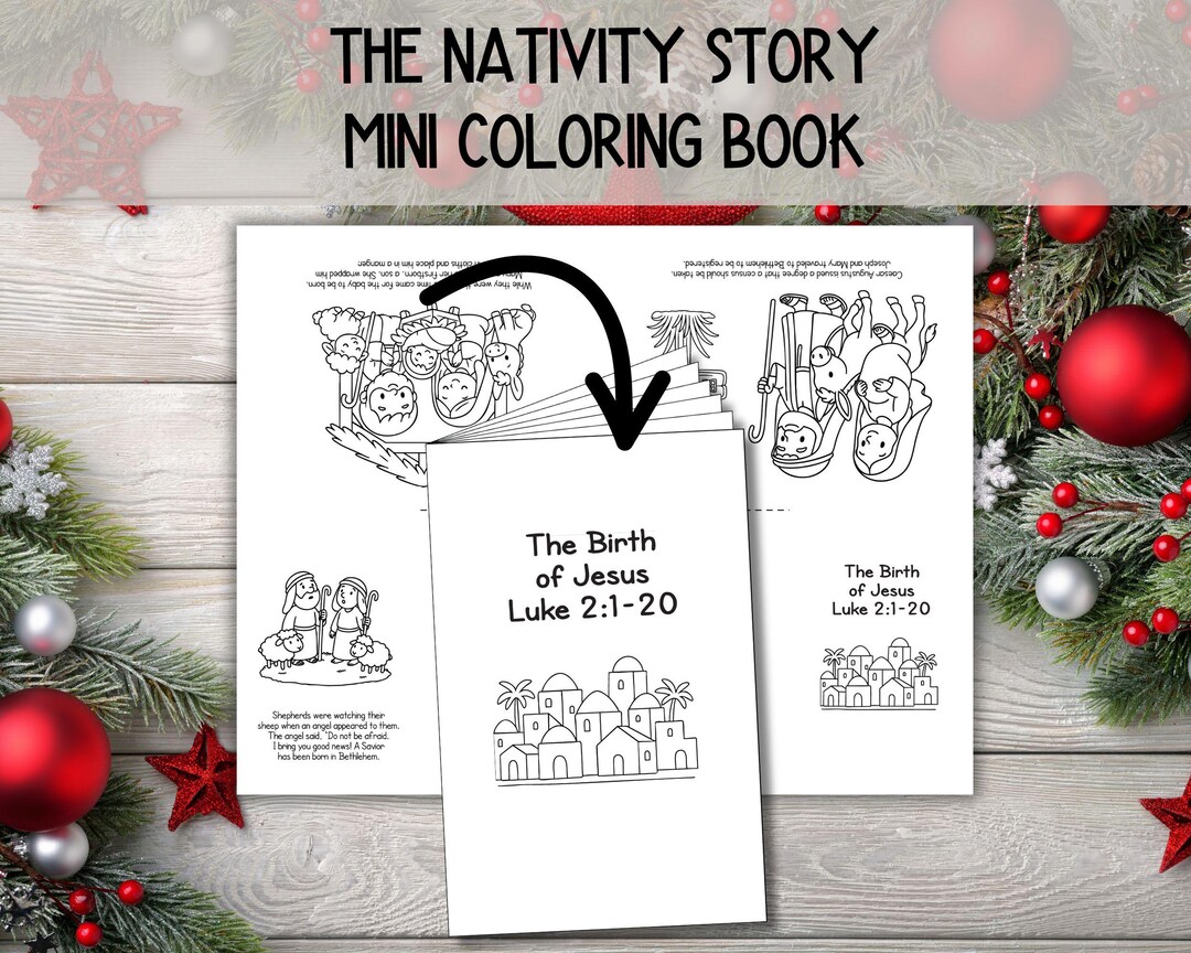 Nativity Mini Coloring Book, Birth of Jesus Craft, Christmas Coloring ...