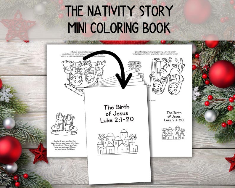 Nativity Mini Coloring Book, Birth of Jesus Craft, Christmas Coloring ...
