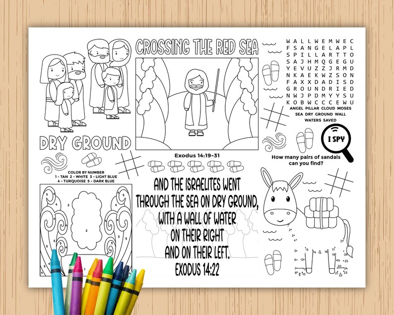 Moses and Crossing the Red Sea Activity Sheet, Children's Church, Bible ...