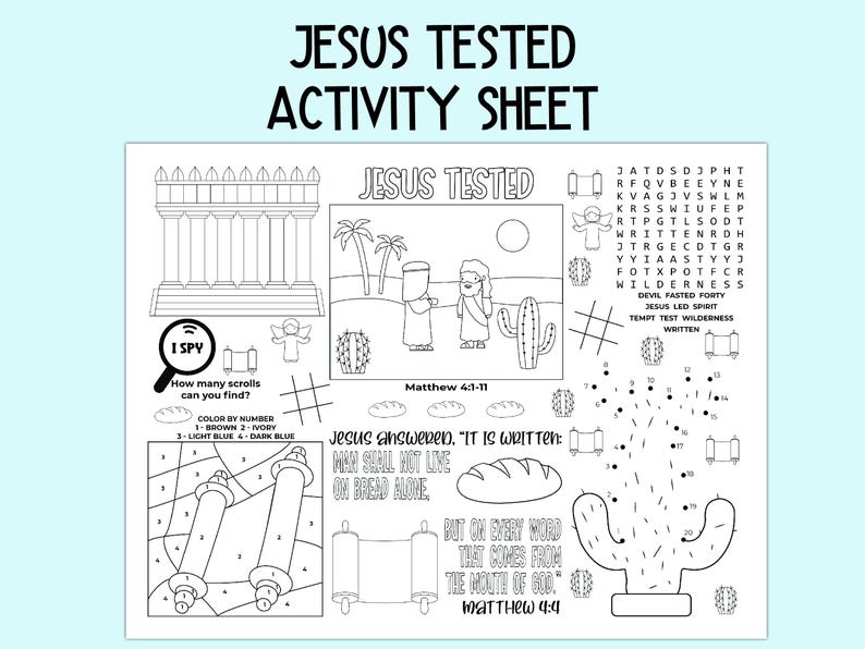 Jesus Tested Activity Sheet, Jesus is Tempted, Children's Church, Bible ...