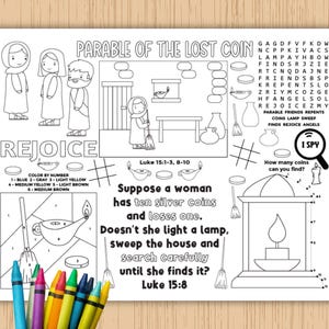 Parable of the Lost Coin Activity Sheet, Children's Church Activity ...