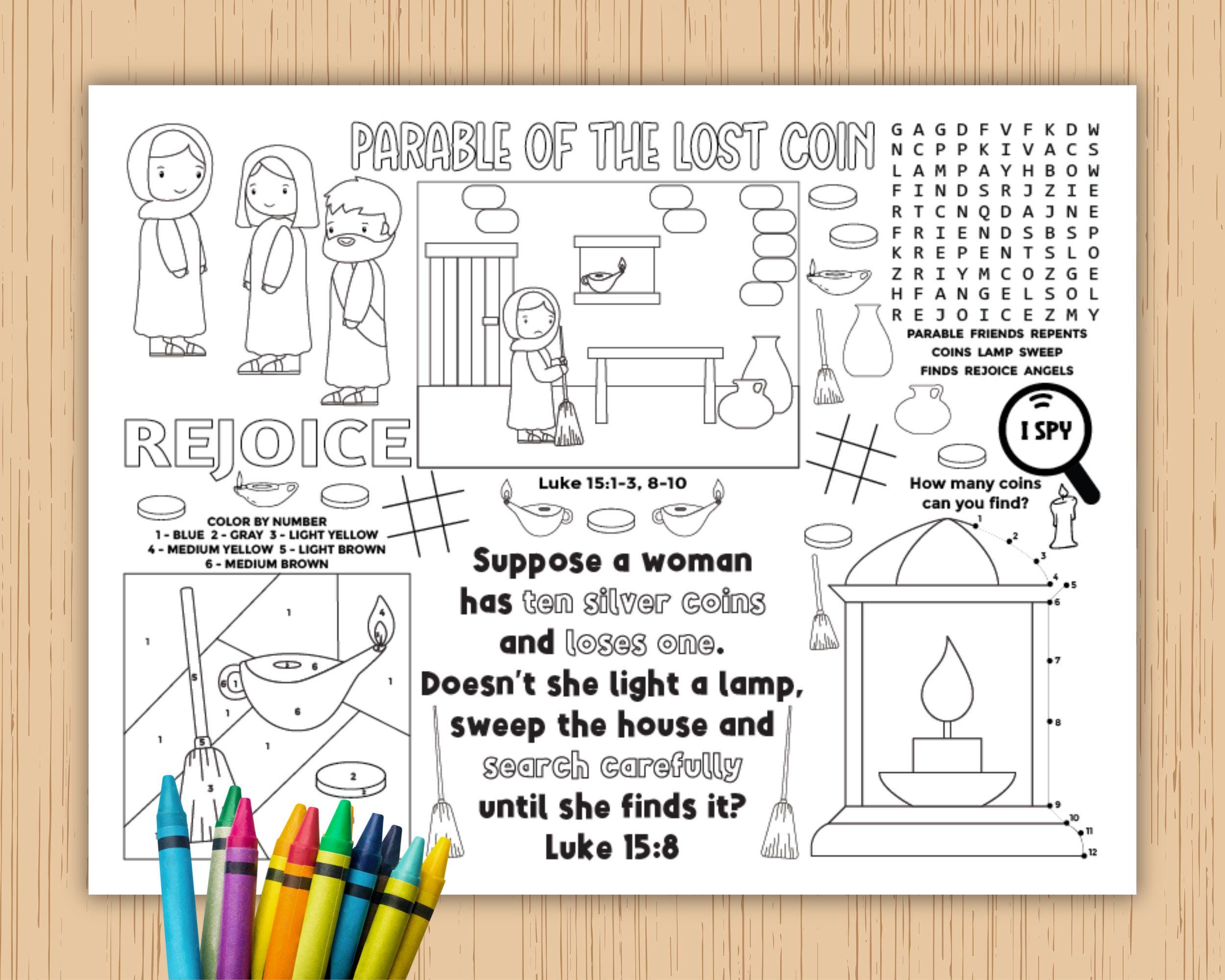 Parable of the Lost Coin Activity Sheet, Children's Church Activity ...