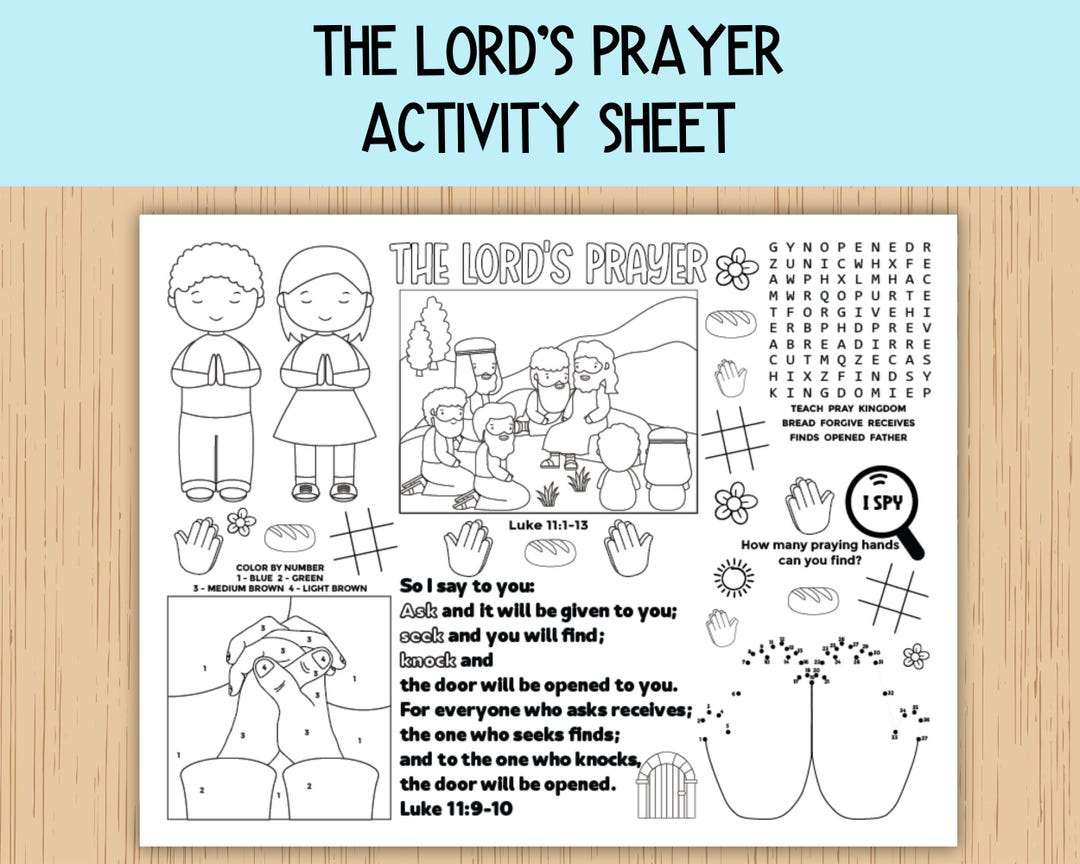 The Lord's Prayer Activity Sheet, Teach Us to Pray, Children's Church ...
