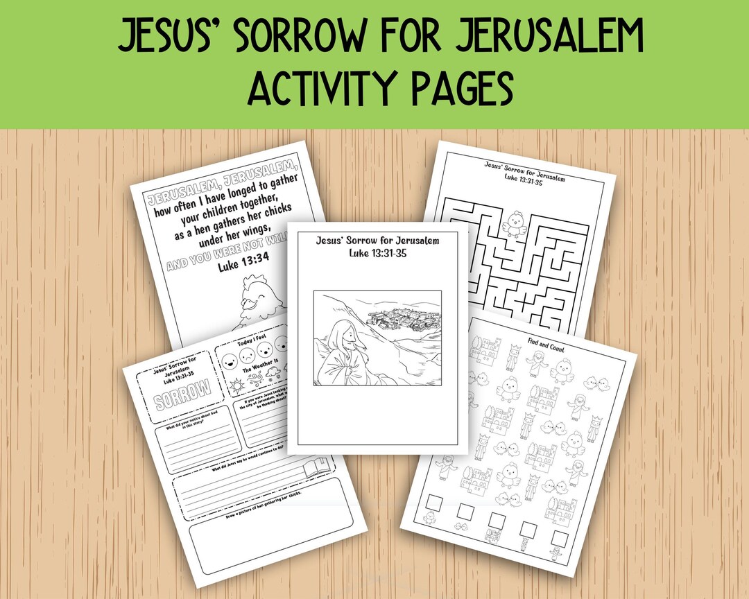 Jesus' Sorrow for Jerusalem Activity Pages, Sunday School Activities ...