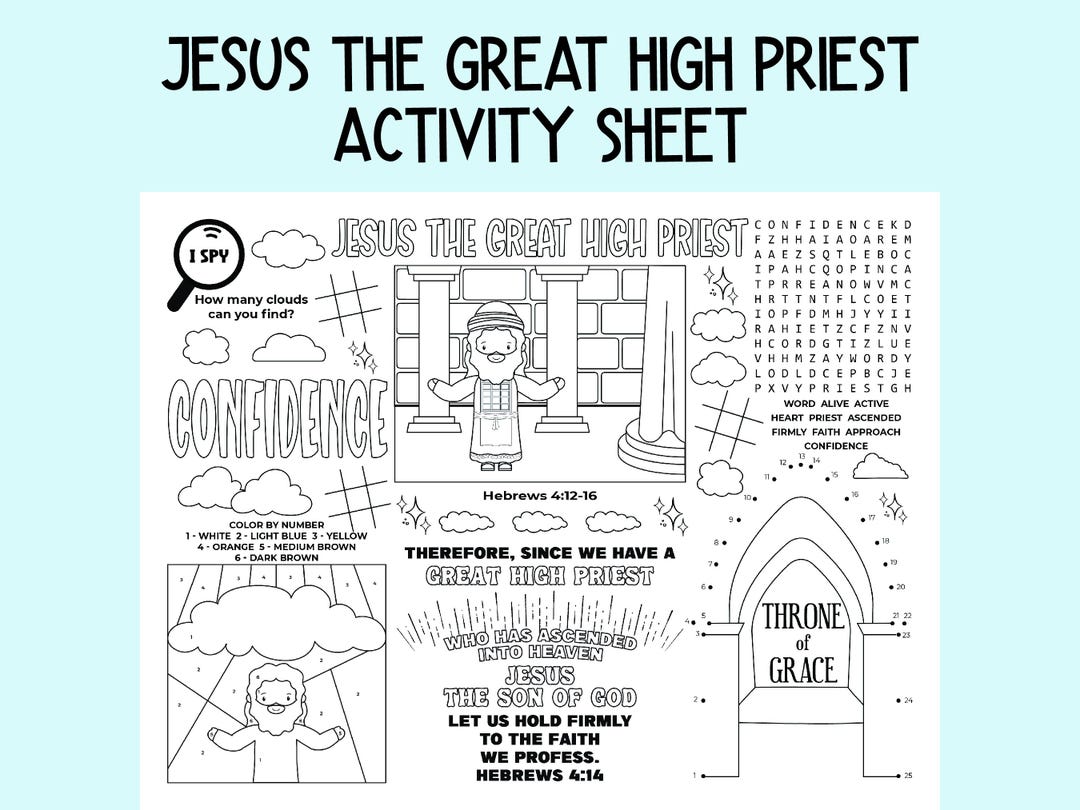 Jesus the Great High Priest Activity Sheet, Children's Church Activity ...