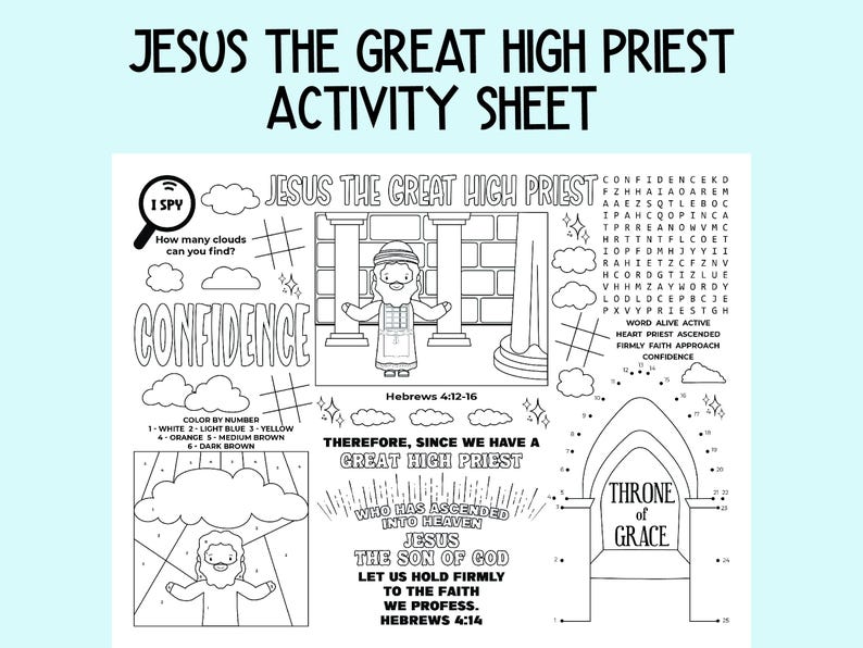 Jesus the Great High Priest Activity Sheet, Children's Church Activity ...