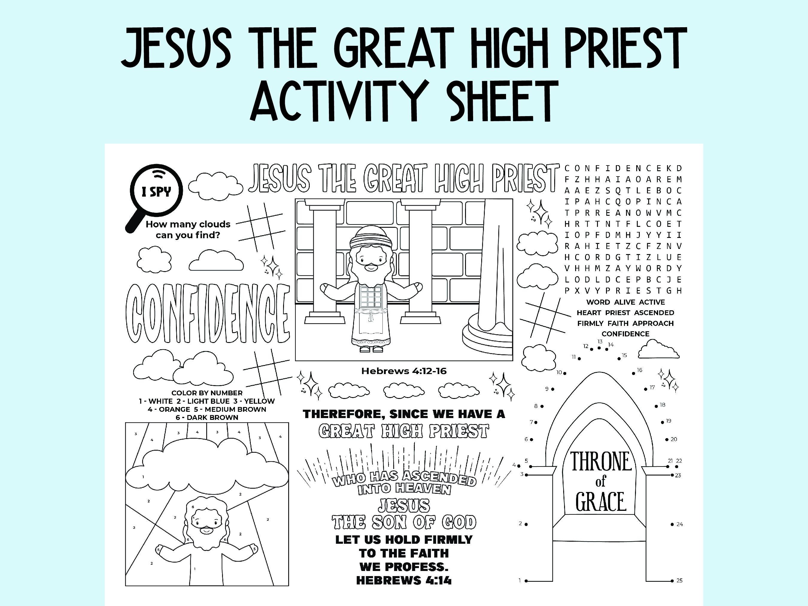 Jesus the Great High Priest Activity Sheet, Children's Church Activity ...