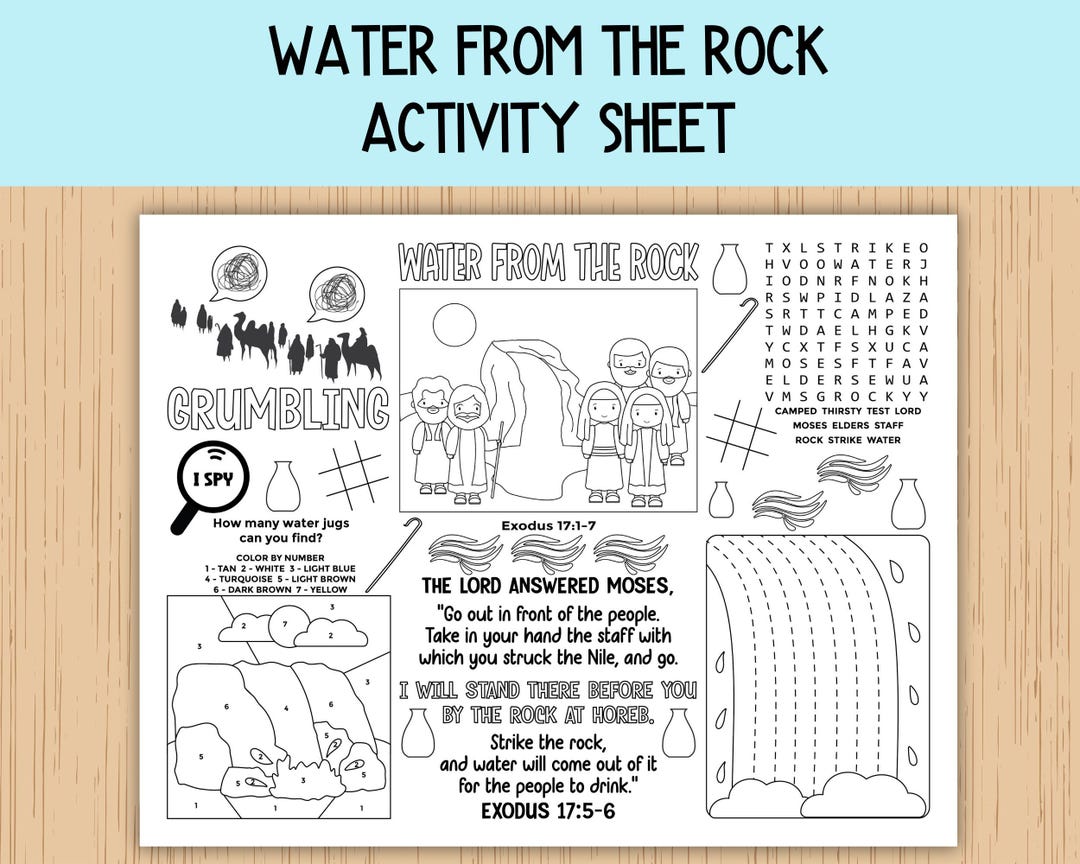 Water From the Rock Activity Sheet, Lord Provides Water, Moses in the ...