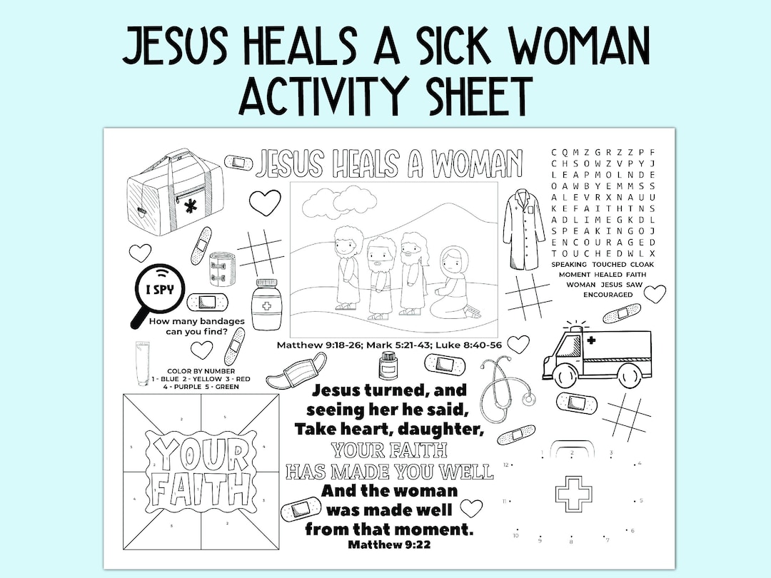 Jesus Heals a Sick Woman Activity Sheet, Children's Church Activity ...
