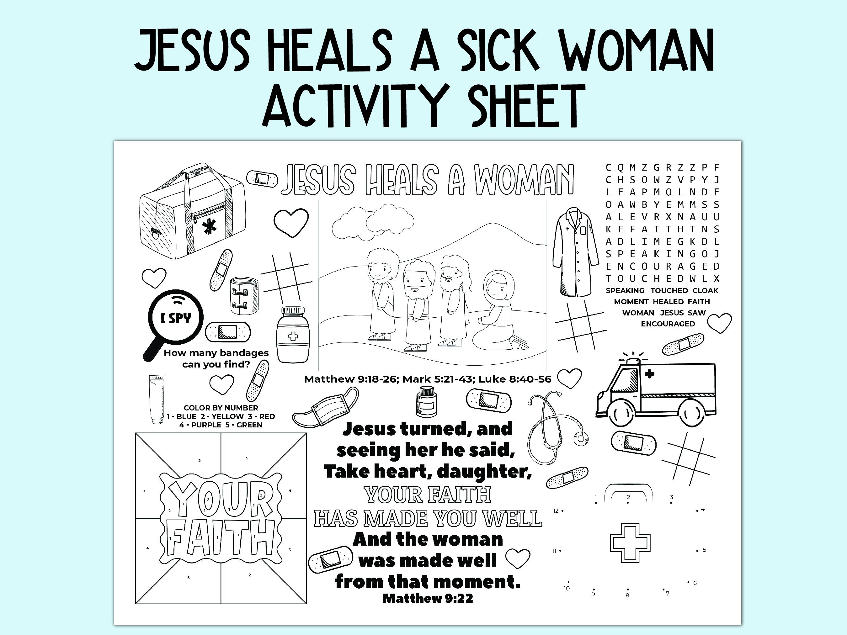 Jesus Heals a Sick Woman Activity Sheet, Children's Church Activity ...