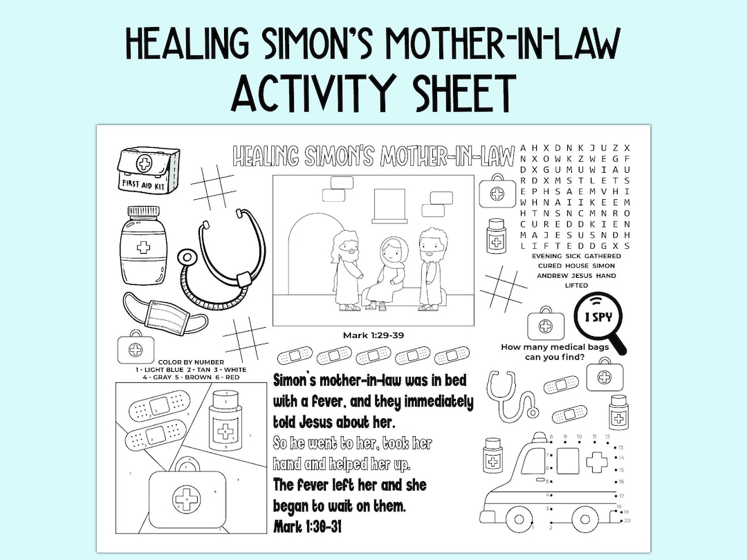 Healing Simon's Mother-in-law Activity Sheet, Children's Church, Bible ...