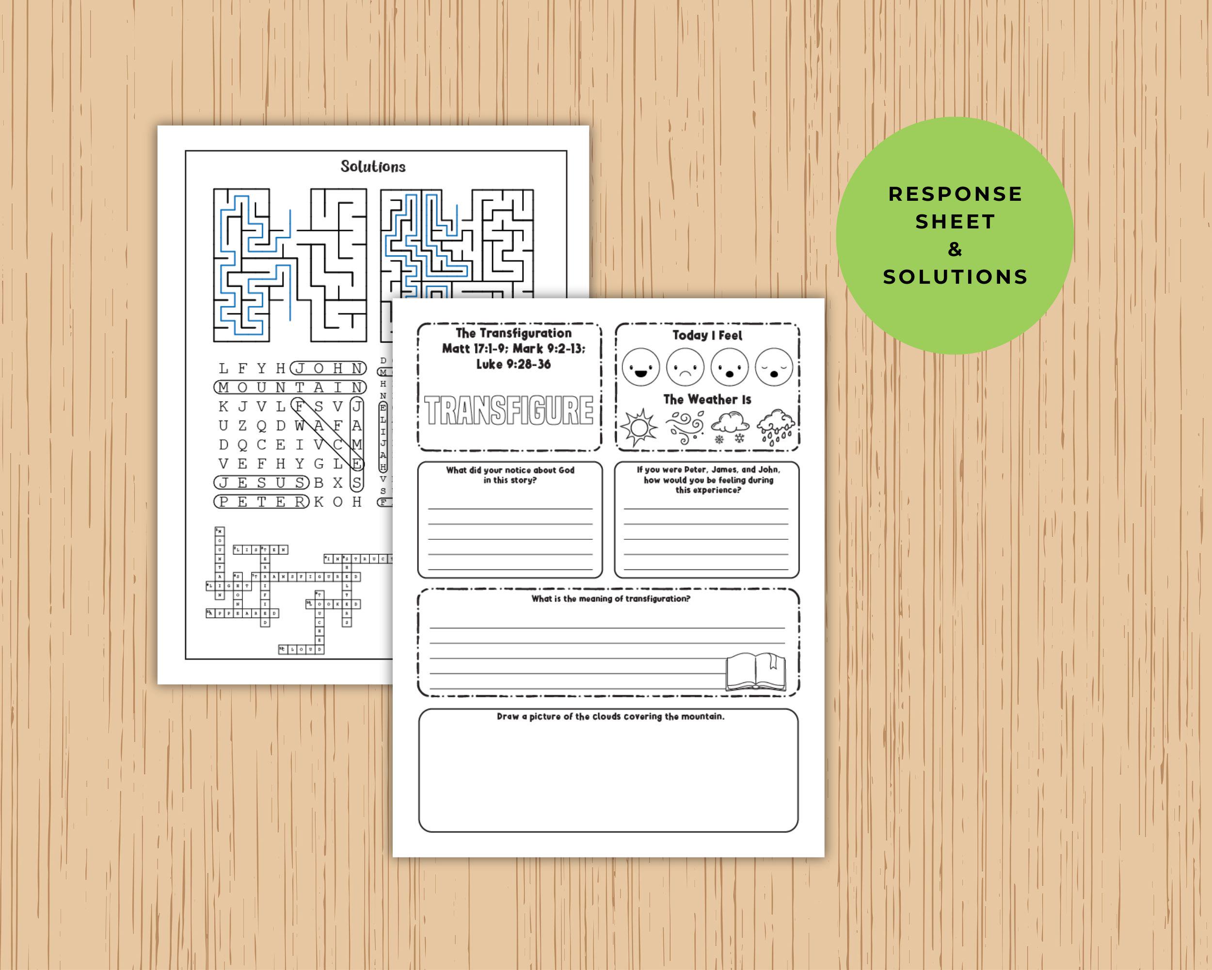 The Transfiguration Activity Pages, Sunday School Activities, Bible ...