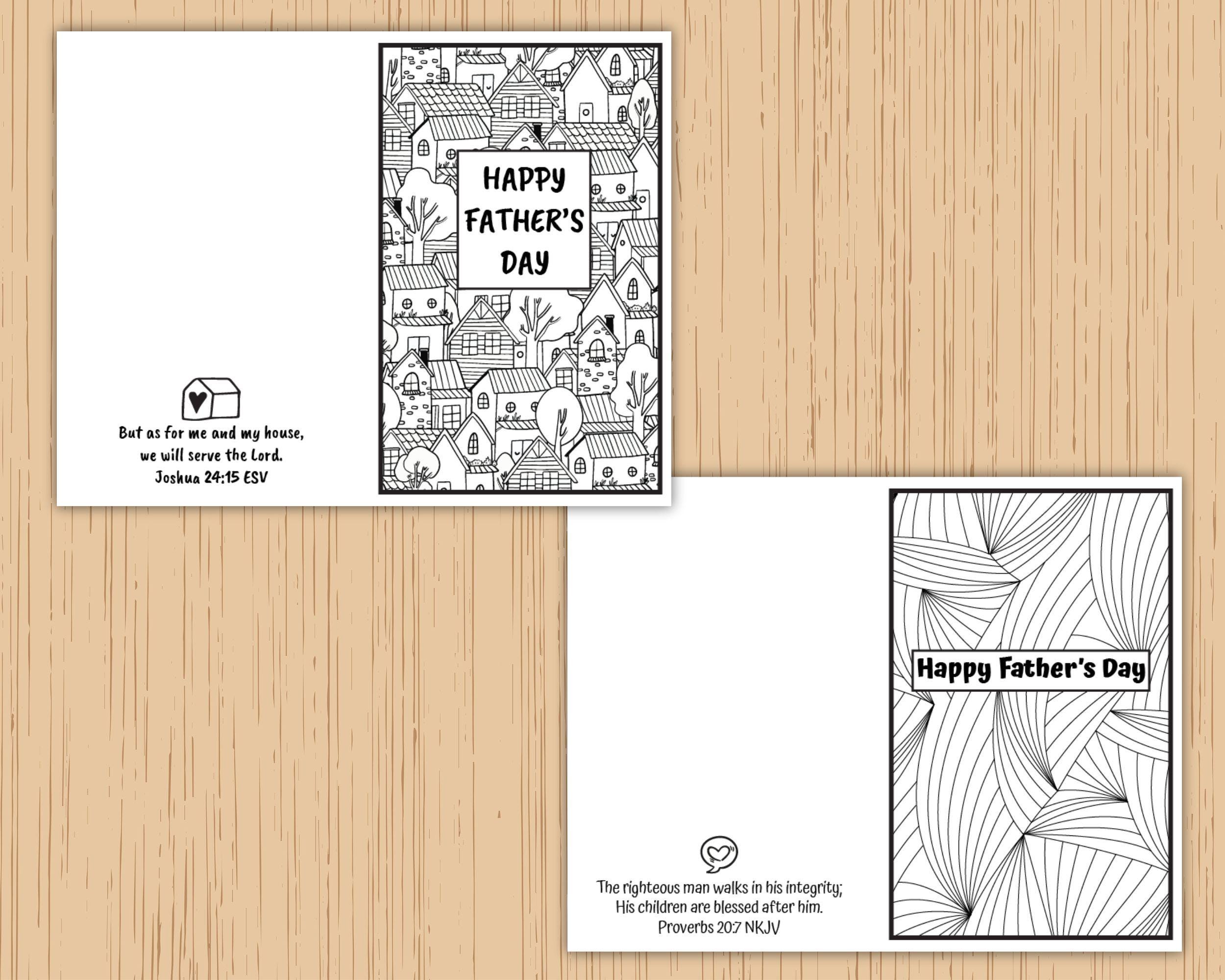 Father's Day Cards to Color, Father's Day Bible Verse Cards, Sunday ...