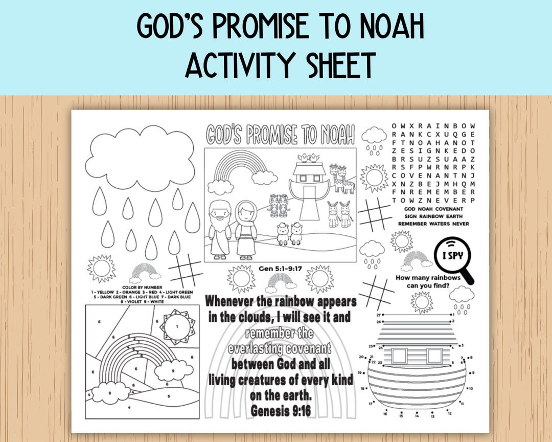 God's Covenant With Noah Activity Sheet, Children's Church, Bible ...