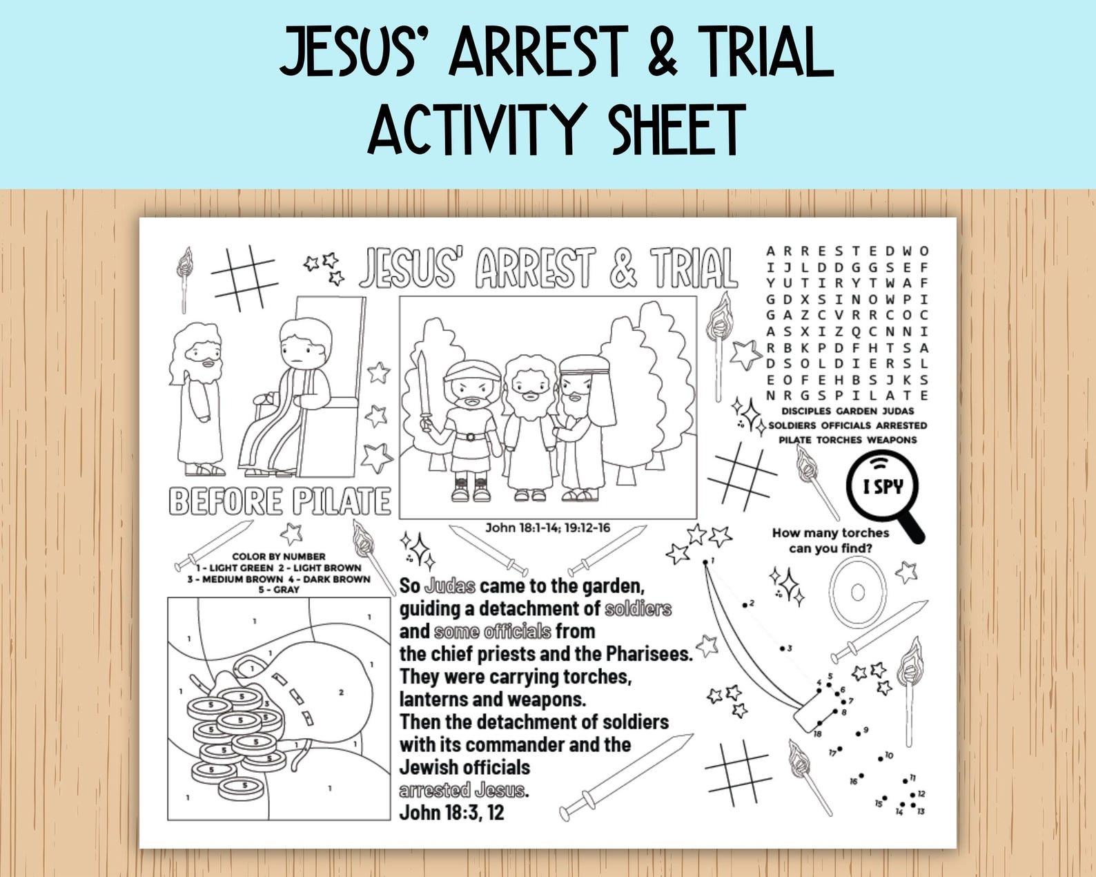 Jesus' Arrest and Trial Activity Sheet, Children's Church Activity ...