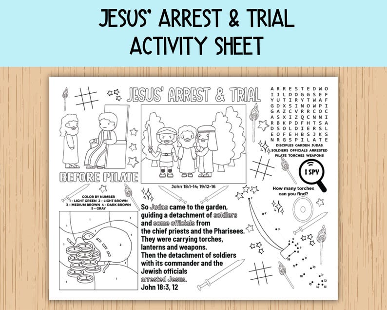 Jesus' Arrest and Trial Activity Sheet, Children's Church Activity ...