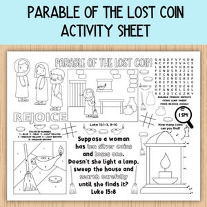 Parable of the Lost Coin Activity Sheet - Etsy