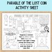Parable of the Lost Coin Activity Sheet, Children's Church Activity ...