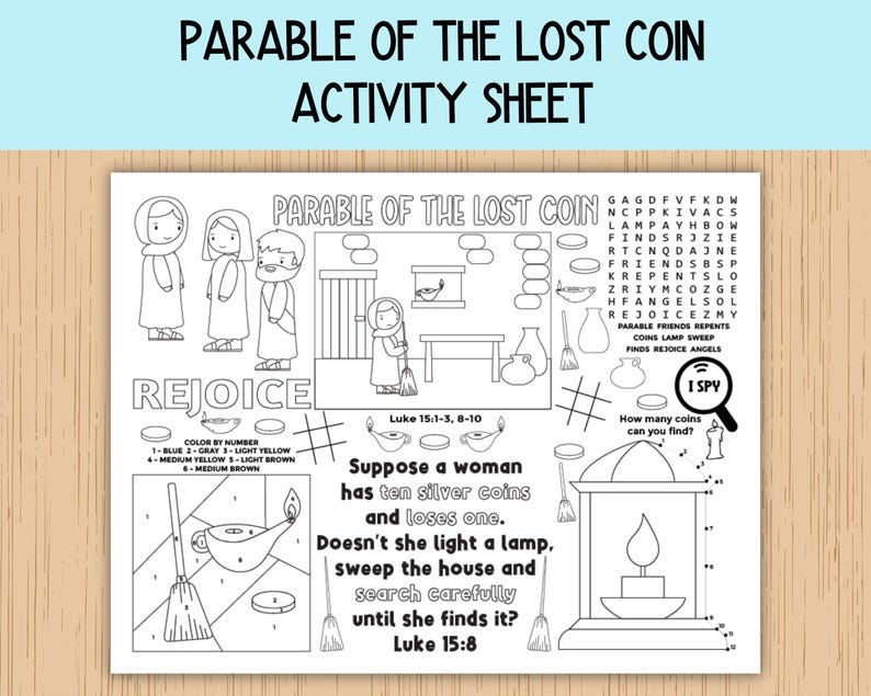 Parable of the Lost Coin Activity Sheet, Children's Church Activity ...