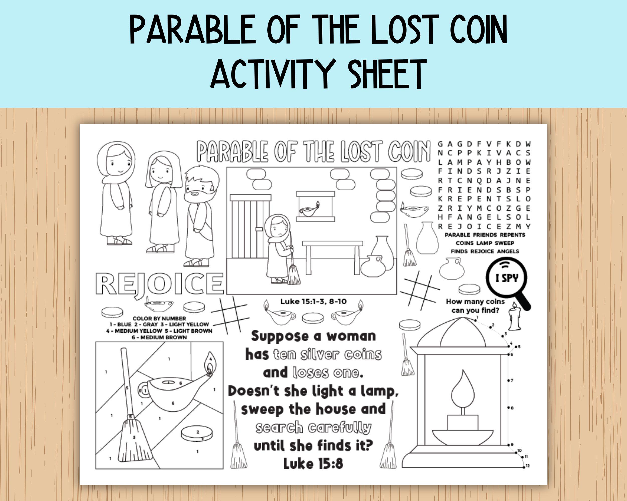Parable of the Lost Coin Activity Sheet, Children's Church Activity ...