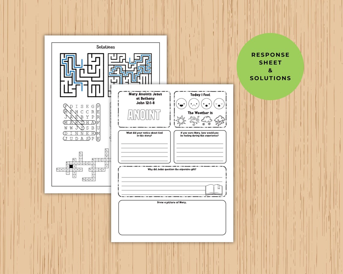 Mary Anoints Jesus at Bethany Activity Pages, Holy Week Activities ...