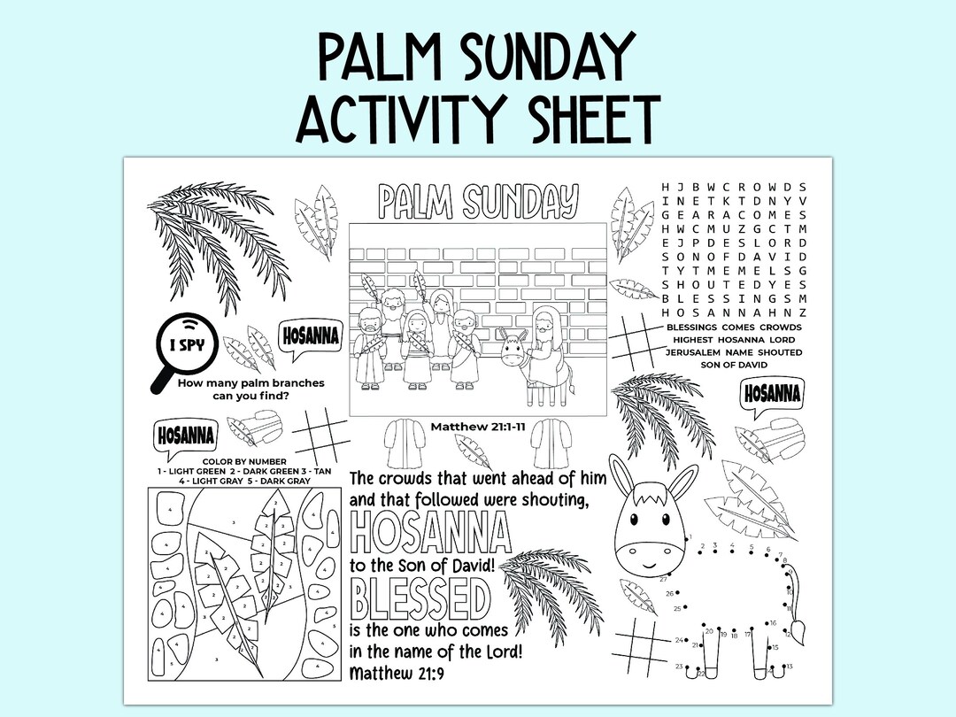 Palm Sunday Activity Sheet, Children's Church Activity, Bible Activity ...