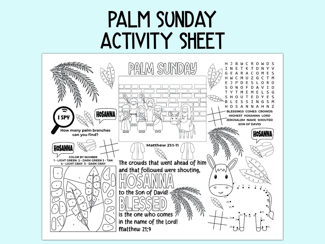 Palm Sunday Activity Sheet, Children's Church Activity, Bible Activity ...