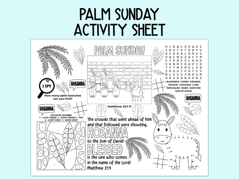 Palm Sunday Activity Sheet, Children's Church Activity, Bible Activity ...
