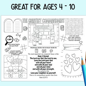 The Greatest Commandment Activity Sheet, Children's Church, Bible ...