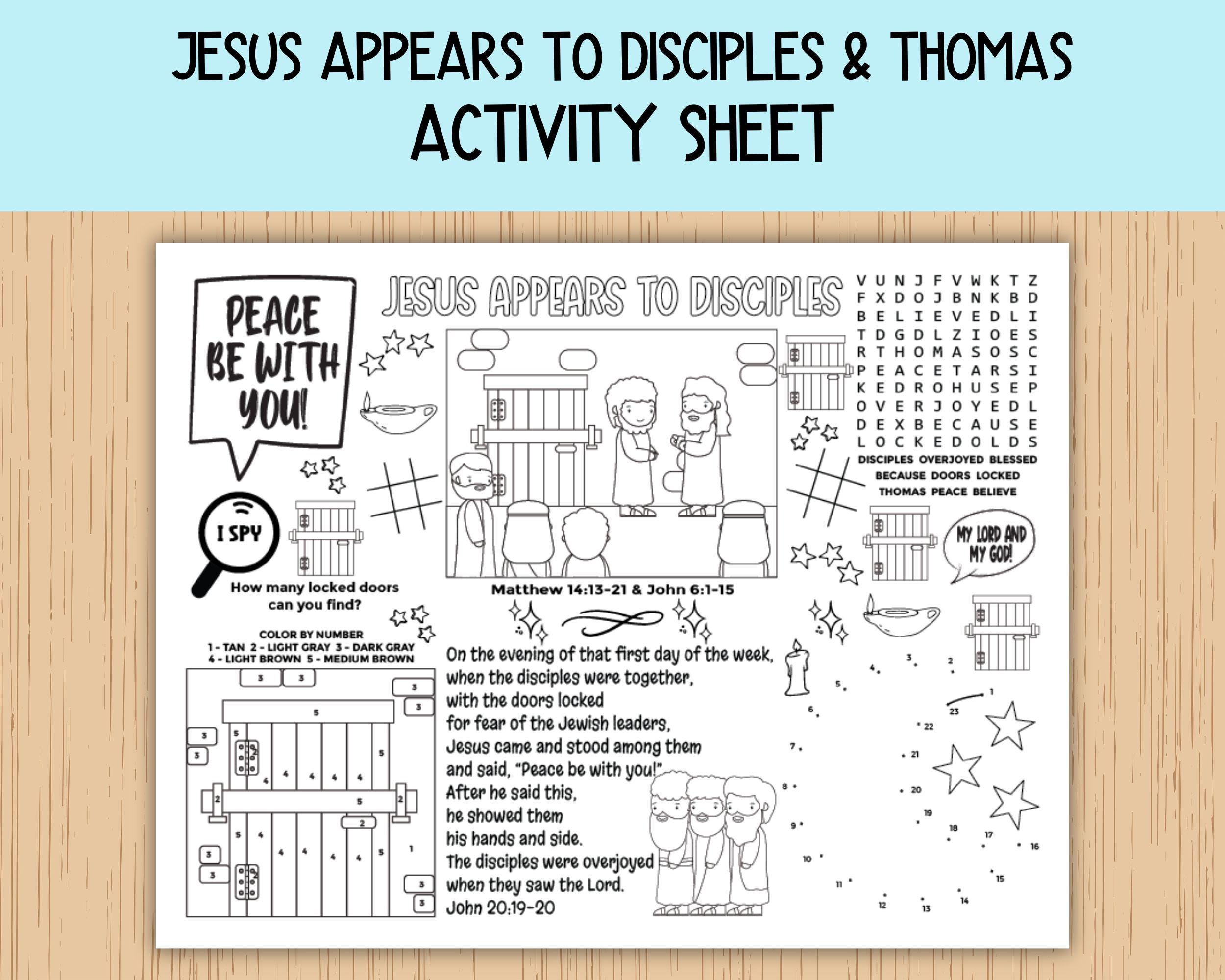 Jesus Appears to Disciples and Thomas Activity Sheet, Children's Church ...