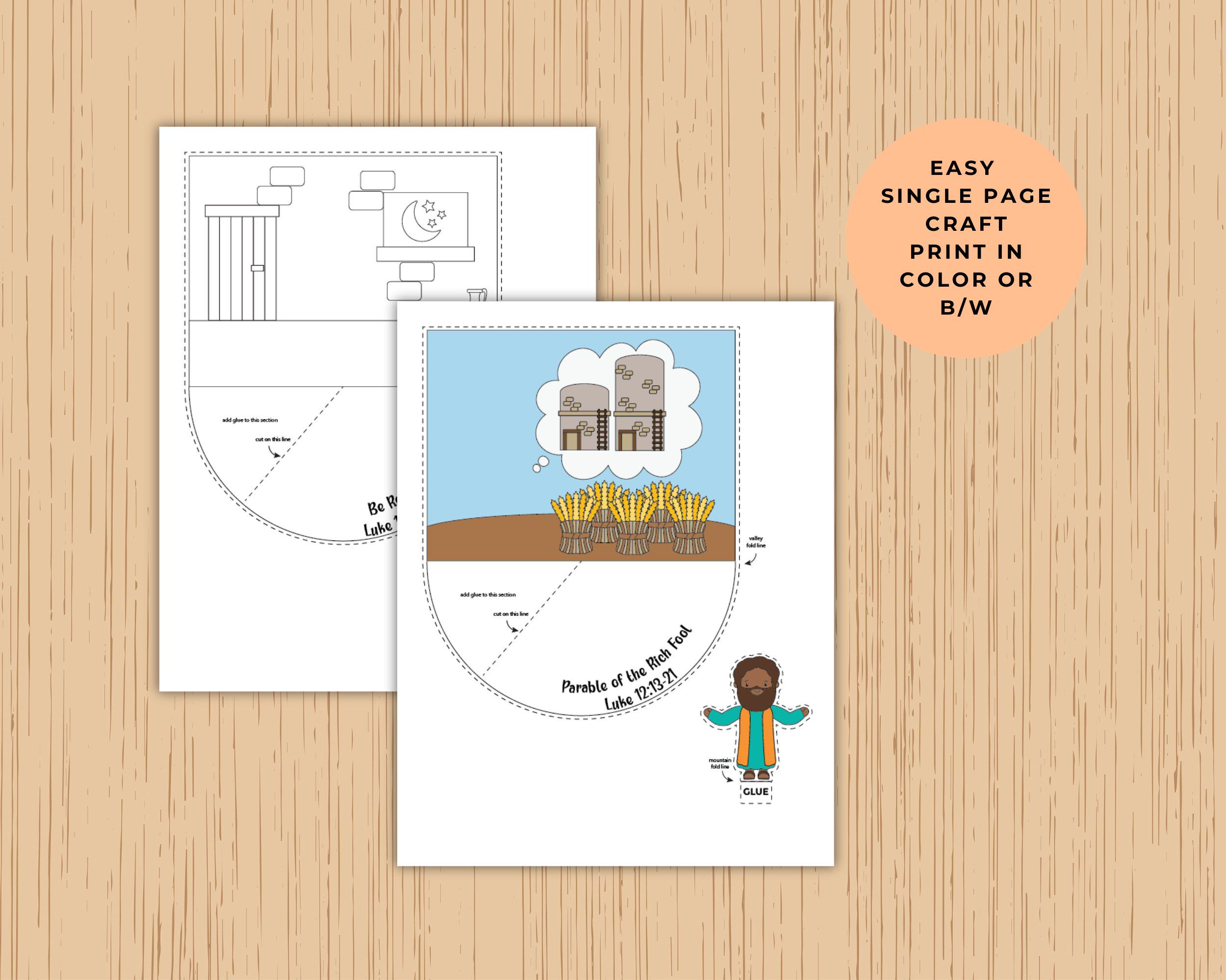 Parable of the Rich Fool 3D Craft, Sunday School, Bible Class Activity ...