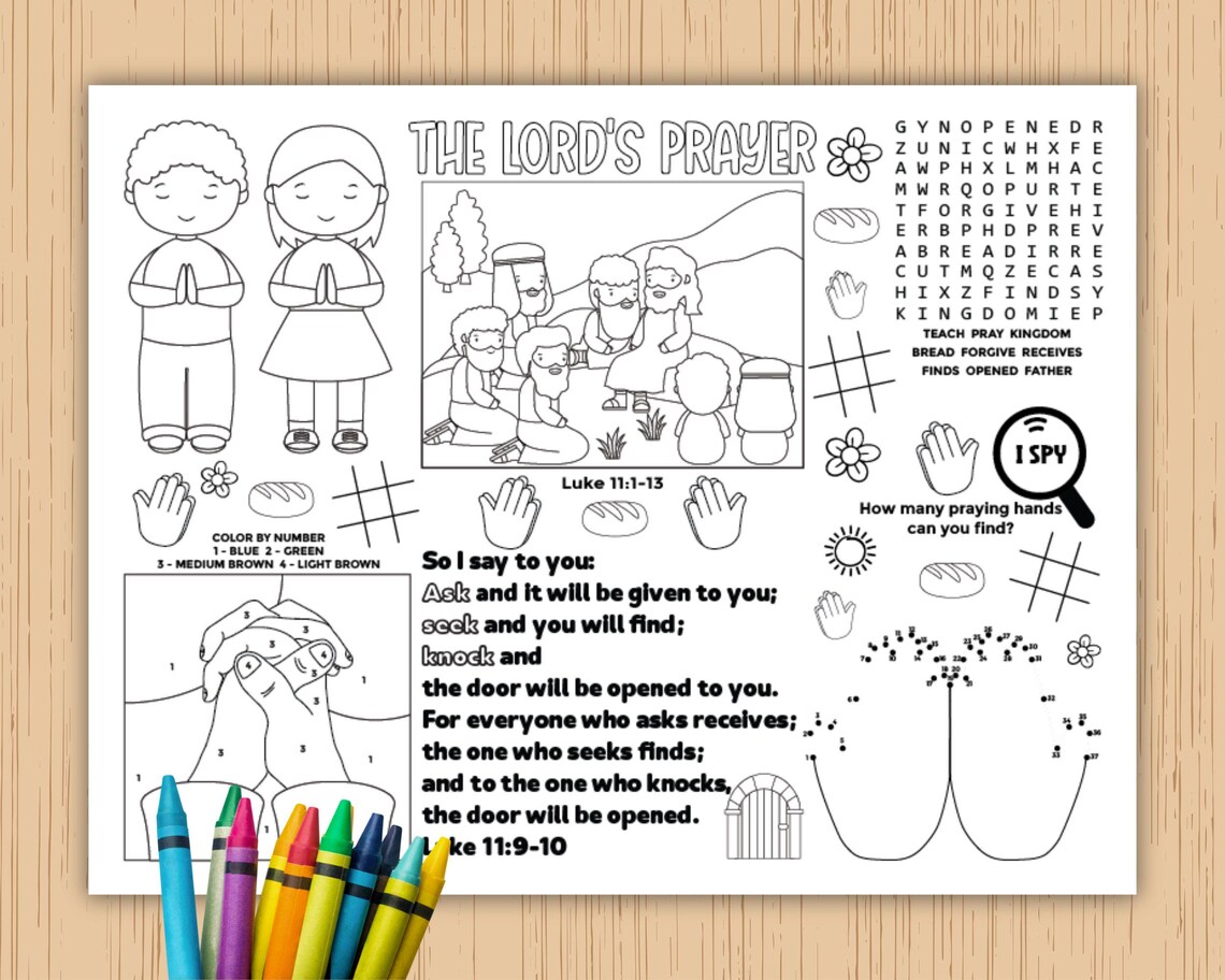 The Lord's Prayer Activity Sheet, Teach Us to Pray, Children's Church ...