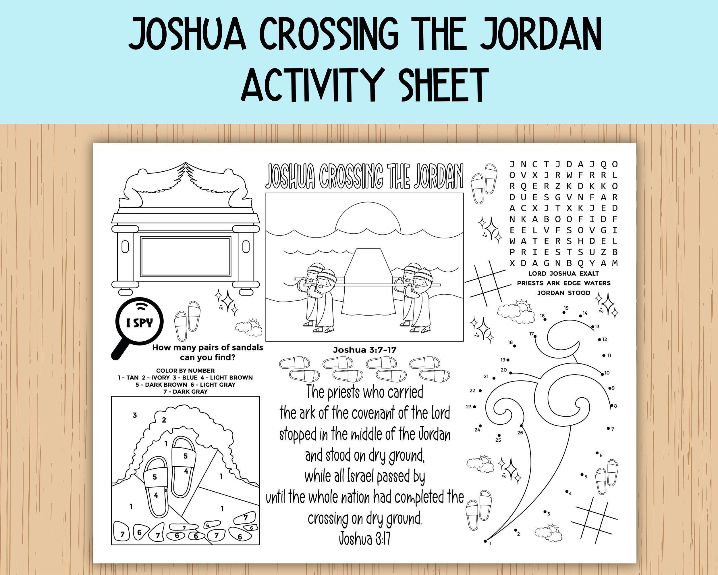 Joshua Crossing the Jordan Activity Sheet, Joshua 3:7-17, Sunday School ...