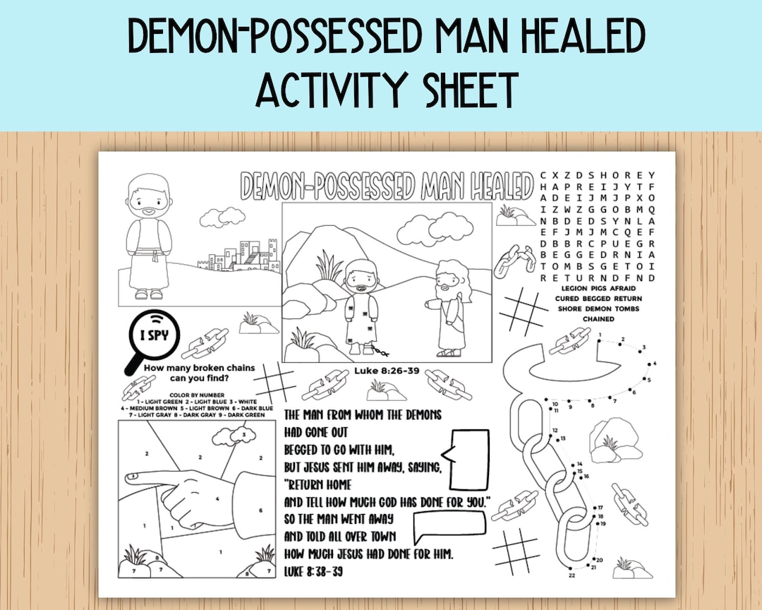Jesus Heals a Demon-possessed Man Activity Sheet, Children's Church ...