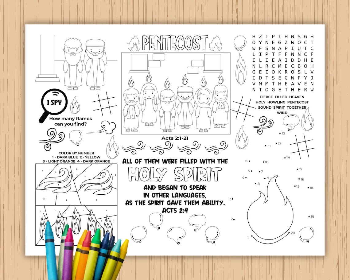 Pentecost Activity Sheet, Children's Church Activity, Bible Activity ...