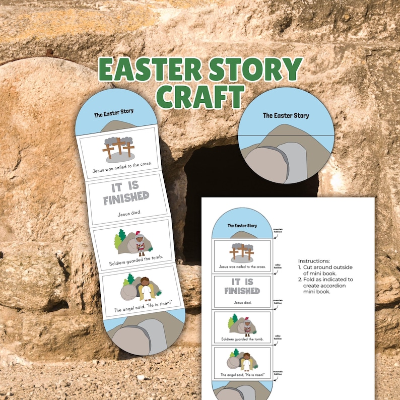 The Easter Story Mini Book, He is Risen Craft, Empty Tomb, Sunday ...