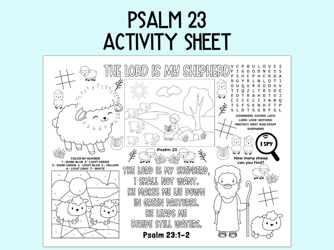 Psalm 23 Activity Sheet, Children's Church Activity, Bible Activity ...