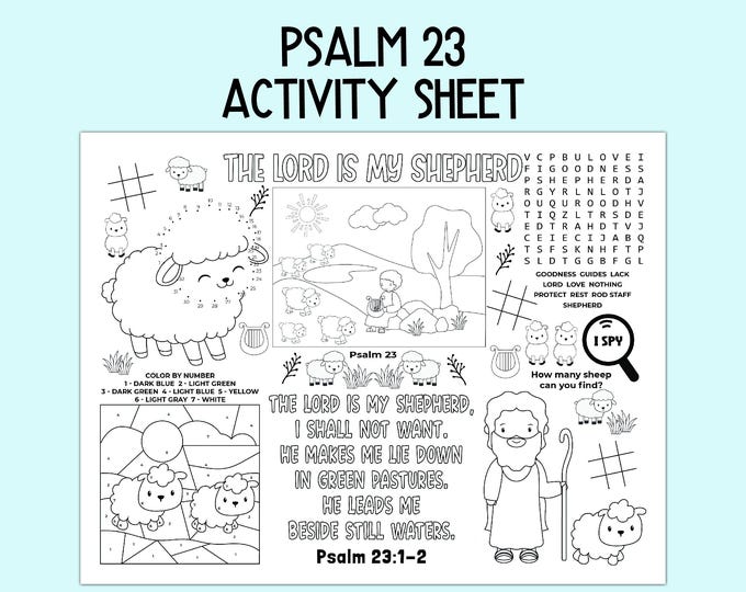 Psalm 23 Worksheet | Homeschool | Bible Lesson | Sunday School | I AM ...