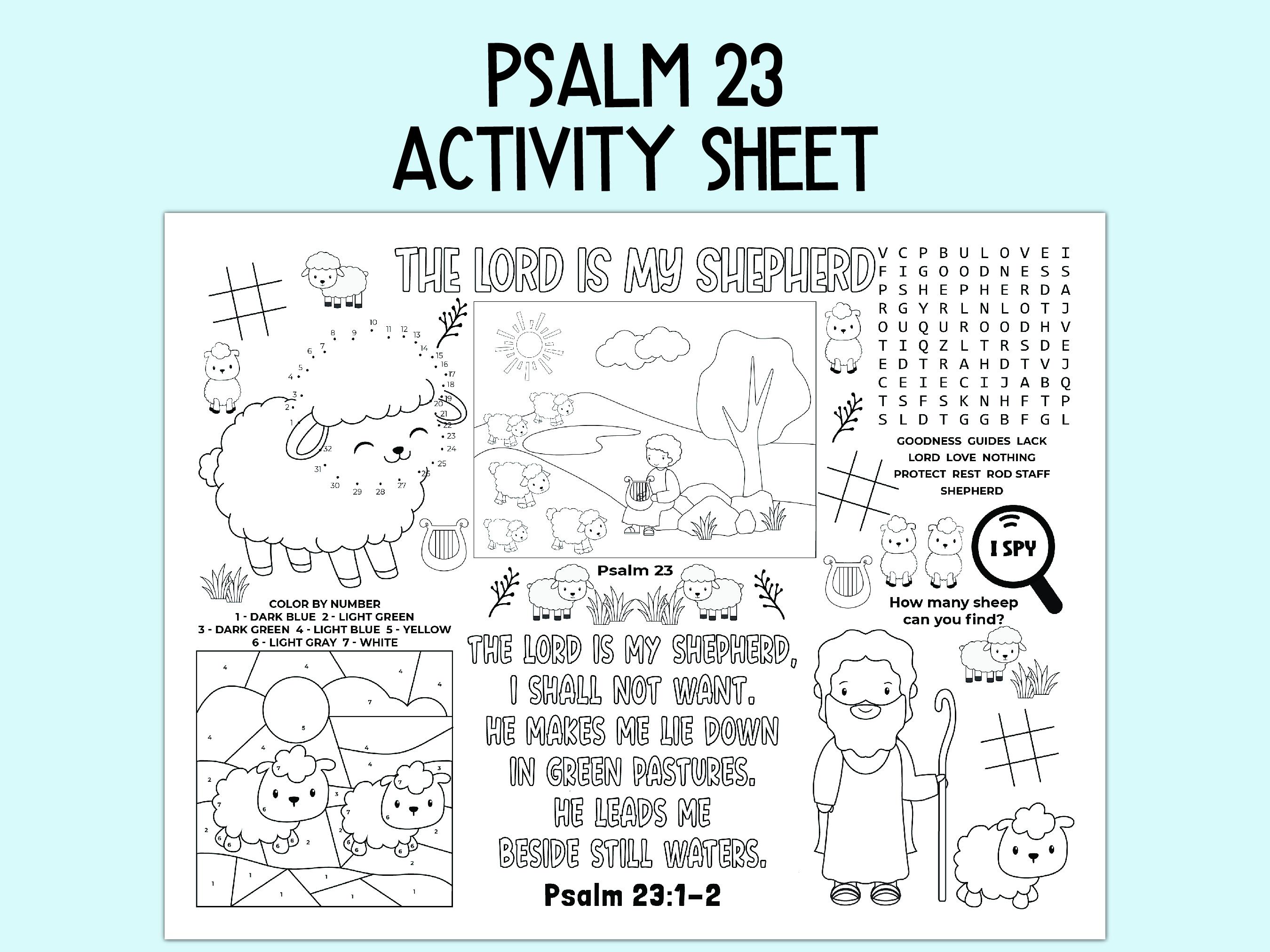 Psalm 23 Activity Sheet, Children's Church Activity, Bible Activity ...