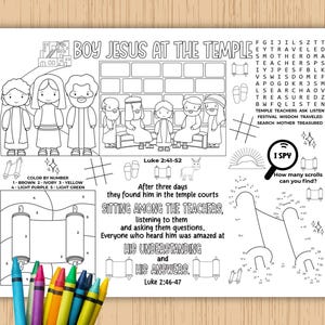 Boy Jesus at the Temple Activity Sheet, Children's Church Activity ...