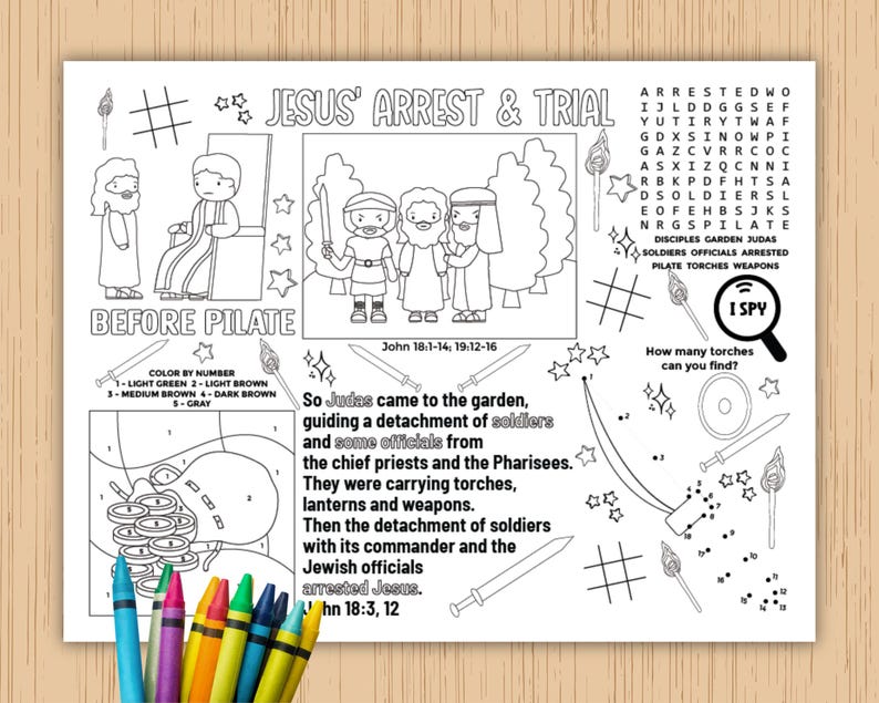 Jesus' Arrest and Trial Activity Sheet, Children's Church Activity ...