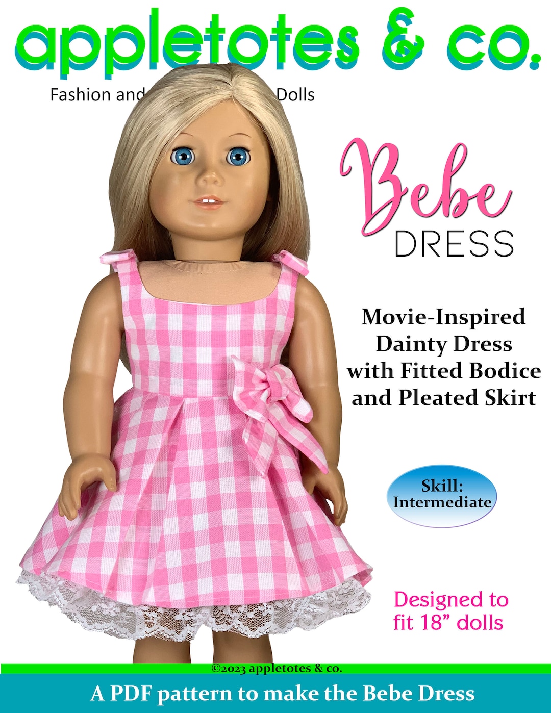 Bebe Dress Pdf Doll Sewing Pattern For 18 Dolls Appletotes And Co Pink Gingham Dress Movie