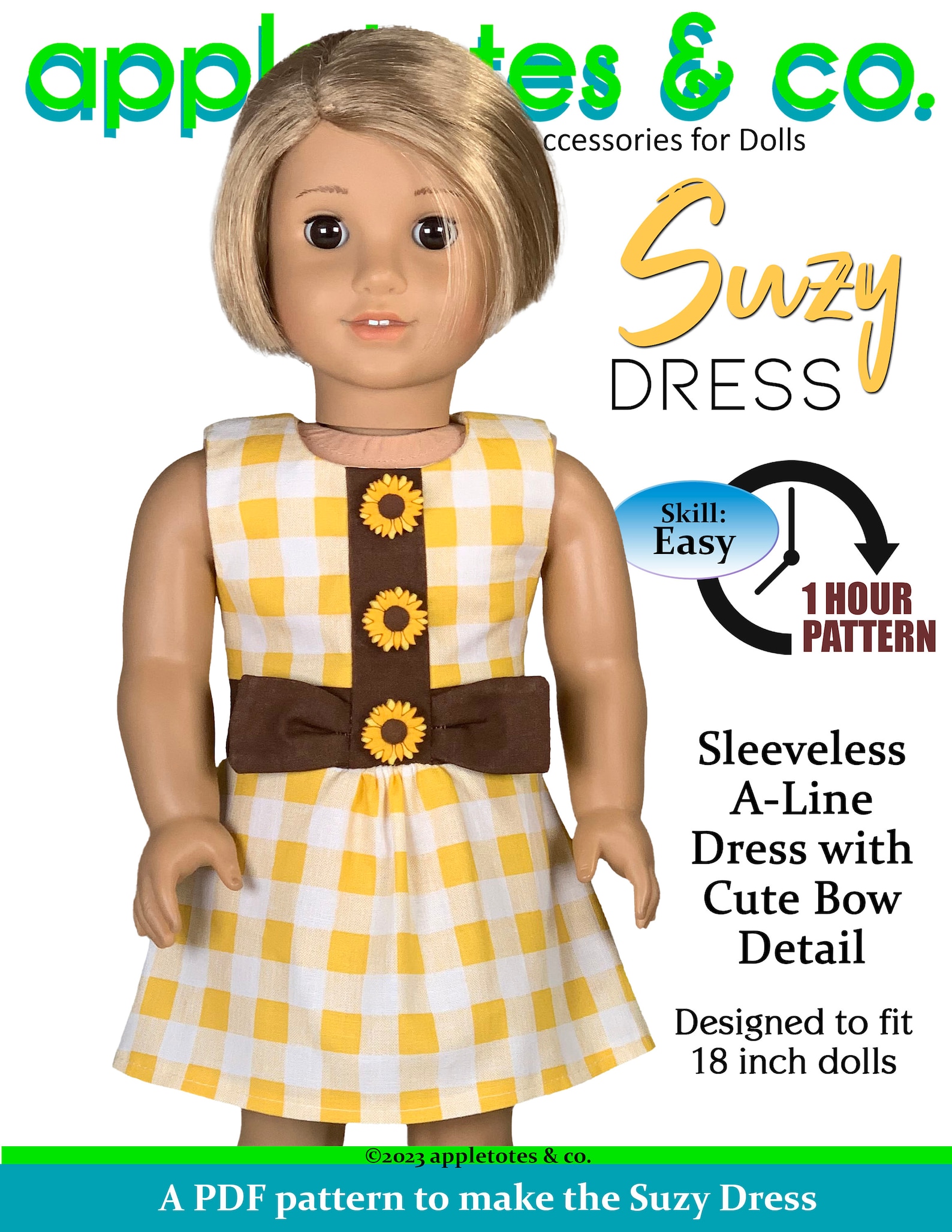 18 Inch Doll Dress Sewing Pattern: Appletotes Suzy Dress (PDF) - Etsy